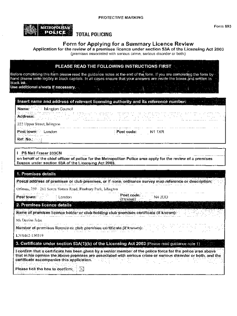 Fillable Online democracy islington gov Form for applying for a summary ...