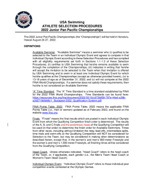 Fillable Online U.S. Selection Criteria Released For 2022 Junior Pan ...