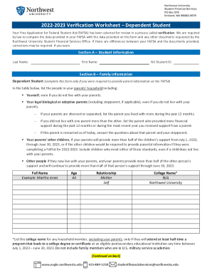 Fillable Online Dependent Verification Worksheet 2022-23 - Iona University Fax Email Print ...