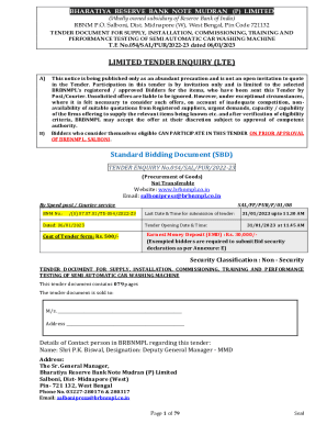 Fillable Online LIMITED TENDER ENQUIRY (LTE) - brbnmpl Fax Email Print ...