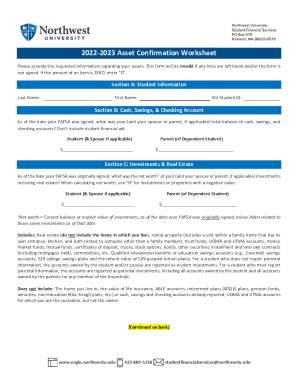 Fillable Online 2223 Asset Confirmation Worksheet - Office of Financial ...