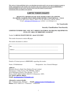 Fillable Online tender, participation in this tender is by invitation ...
