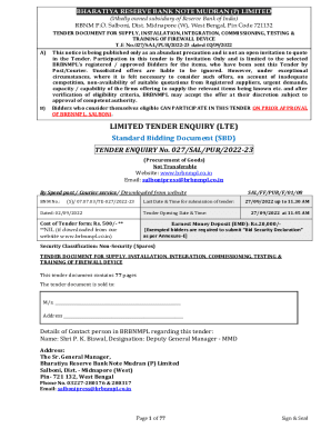 Fillable Online TENDER DOCUMENT FOR SUPPLY, INSTALLATION, INTEGRATION ...