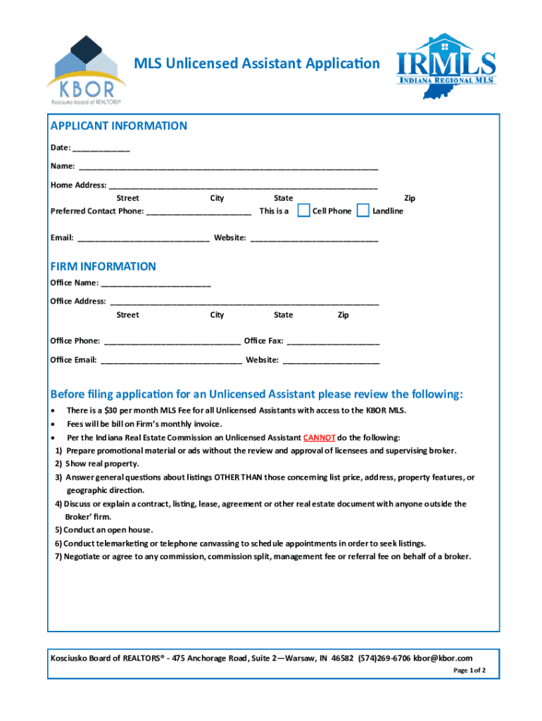 Fillable Online UNLICENSED ASSISTANT INFORMATION FORM - Phone Fax Email ...