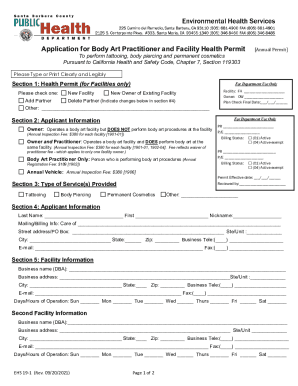 Fillable Online Application for Body Art Practitioner and Facility ...