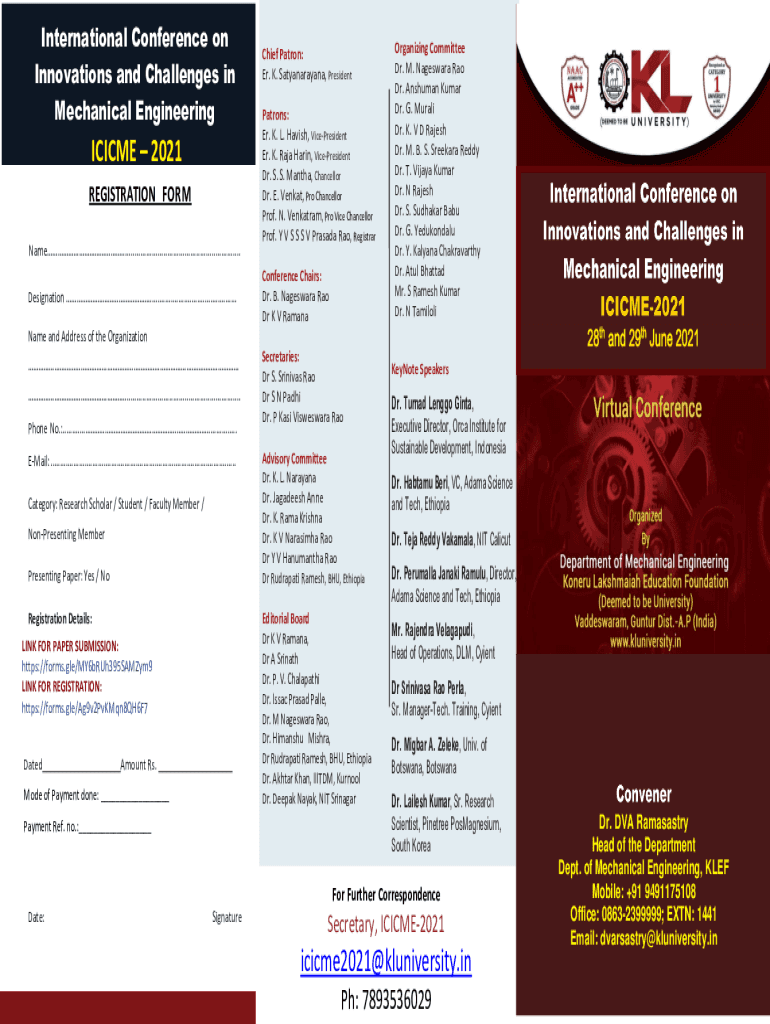 Fillable Online Board Members - KL Deemed to be University Fax Email ...