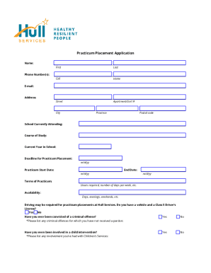 Fillable Online Methods & Practicum Placement Request Form Fax Email Print - pdfFiller