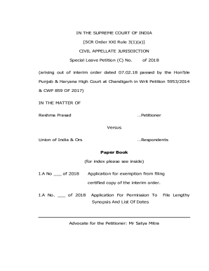 Fillable Online IN THE SUPREME COURT OF INDIA SCR Order XXI Rule 3 ...