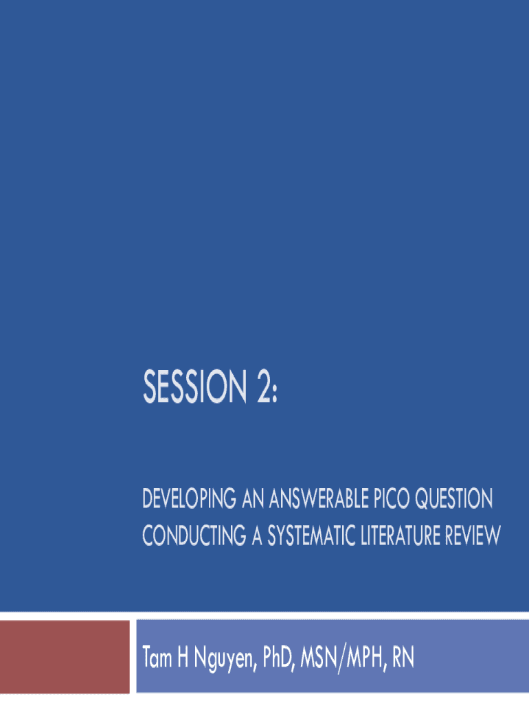 Fillable Online Define your literature review question using the PICO framework Fax Email Print ...