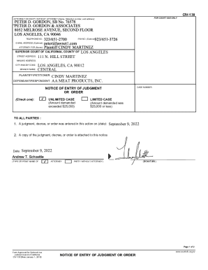 Fillable Online Notice of Entry of Judgment (approve form CIV-130) Fax ...