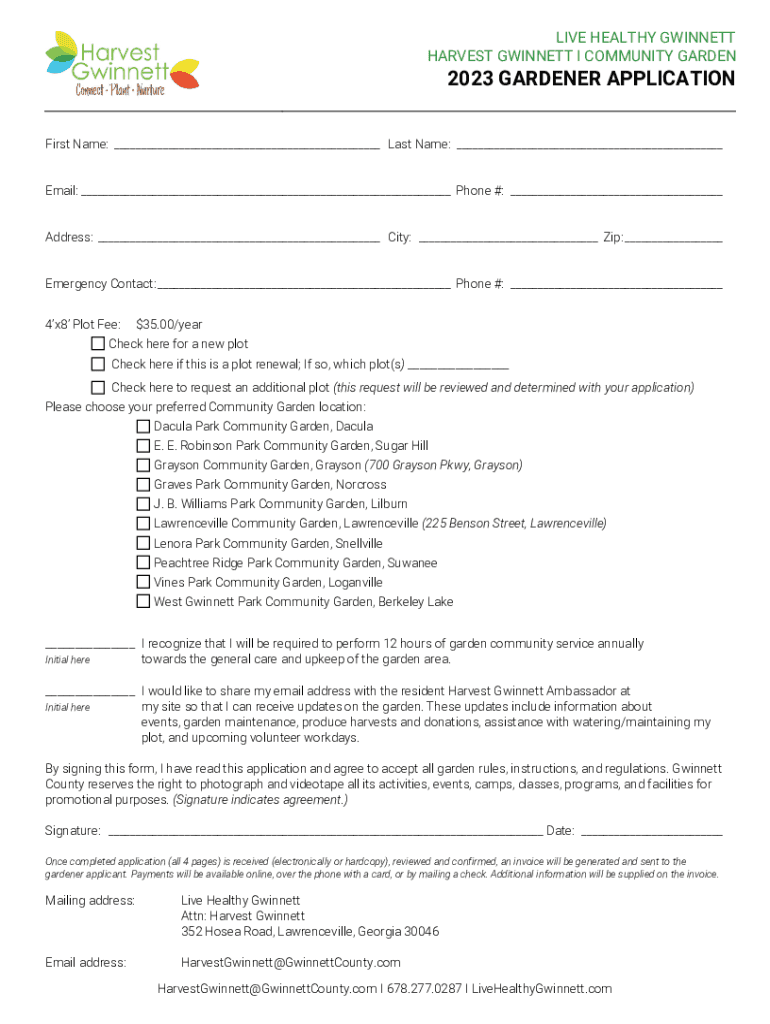 Fillable Online Gwinnett County opens registration for community garden plots Fax Email Print ...