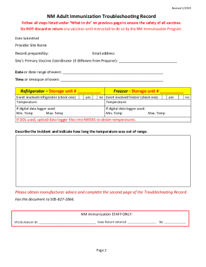 Fillable Online Handling a Temperature Excursion in Your Vaccine Storage Unit Fax Email Print ...
