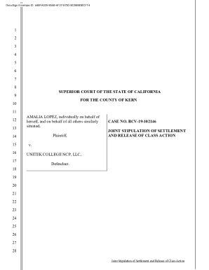 Fillable Online Class Action and PAGA Settlement Agreement Fax Email ...