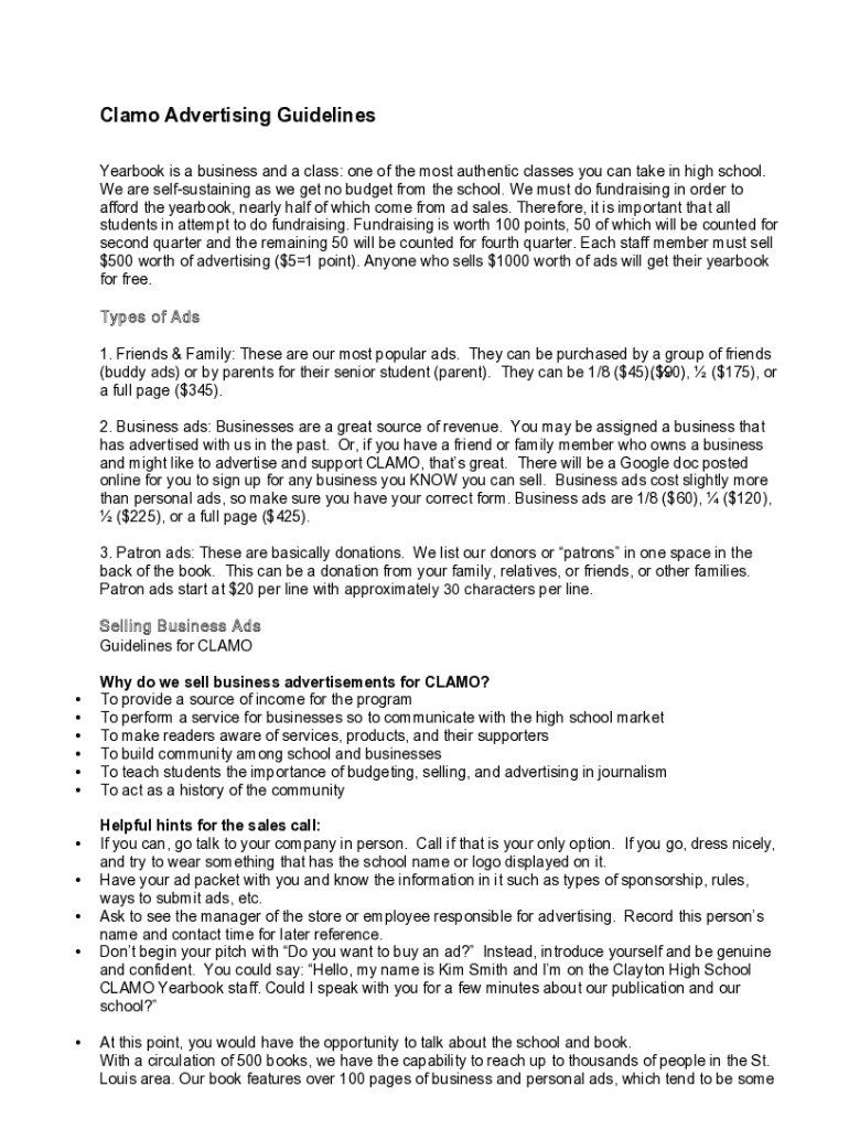Fillable Online Ad sales packet.doc Fax Email Print - pdfFiller