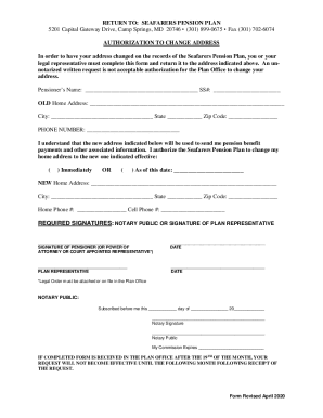 Fillable Online SEAFARERS PENSION PLAN 5201 Capital Gateway Drive ...