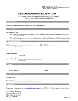 Fillable Online RETIREE MEDICAL PLAN CANCELATION FORM Fax Email Print ...