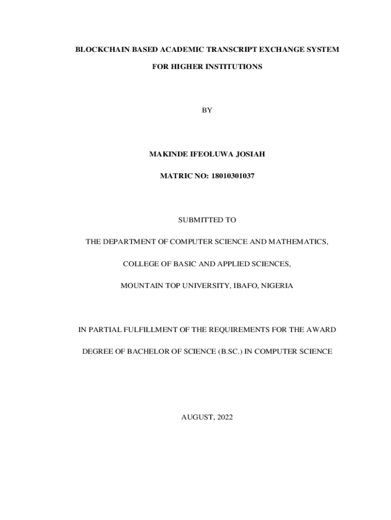 Fillable Online A Proposed Model of Secure Academic Transcript Records ...