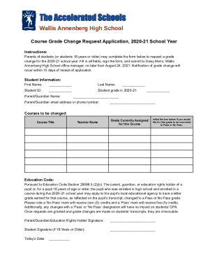 Completable En línea Course Grade Change Request Application Fax Email ...
