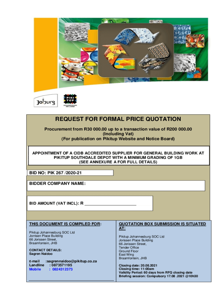 Fillable Online APPOINTMENT OF A CIDB ACCREDITED SUPPLIER FOR GENERAL ...