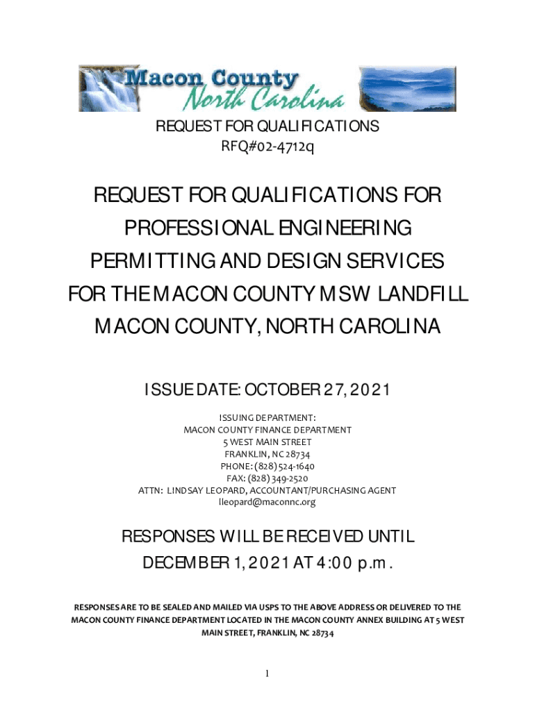 Fillable Online Request for Qualifications - Engineering - Landfill ...