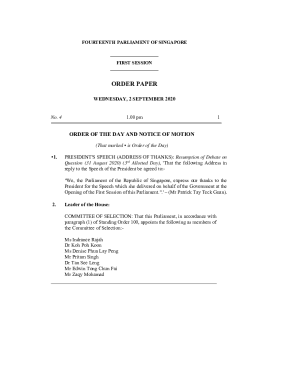 Fillable Online Order Paper and Notice Paper No. 163 - House of Commons ...