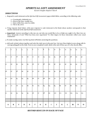 Fillable Online Spiritual Gift Assessment Answer Sheet - Squarespace ...