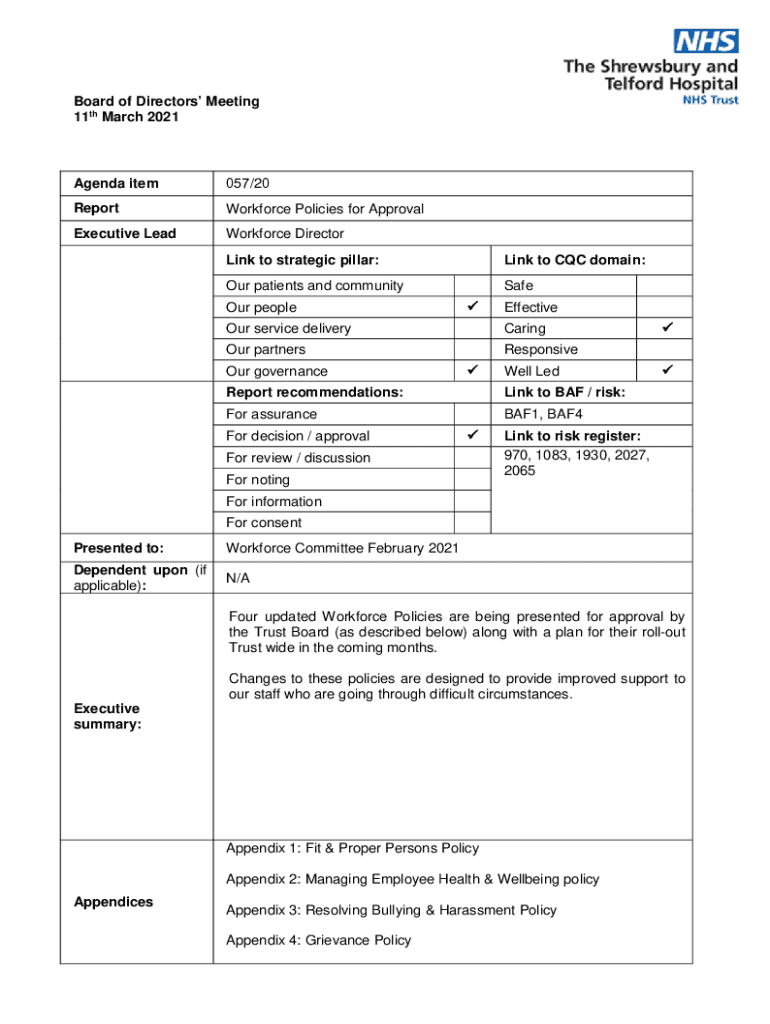 Fillable Online Workforce Policies Board Cover Sheet Fax Email Print ...