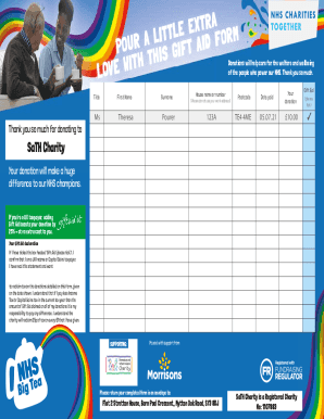 Fillable Online POUR A LITTLE EXTRA LOVE WITH THIS GIFT AID FORM Fax ...