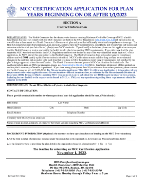 Fillable Online MCC Certification Application for Plan Years Beginning ...