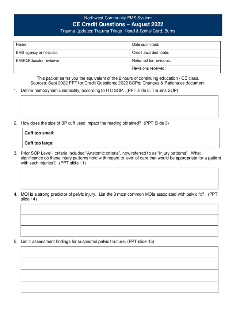 Fillable Online Trauma Updates: Trauma Triage, Head & Spinal Cord ...