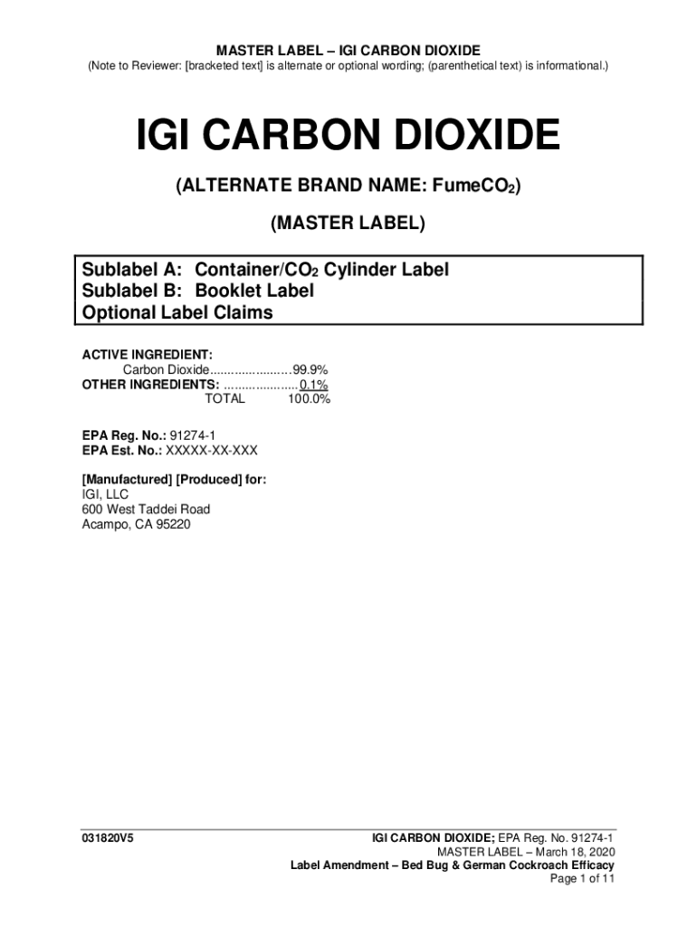 Fillable Online IGI's CO2 Label Approved for Control of Burrowing ...
