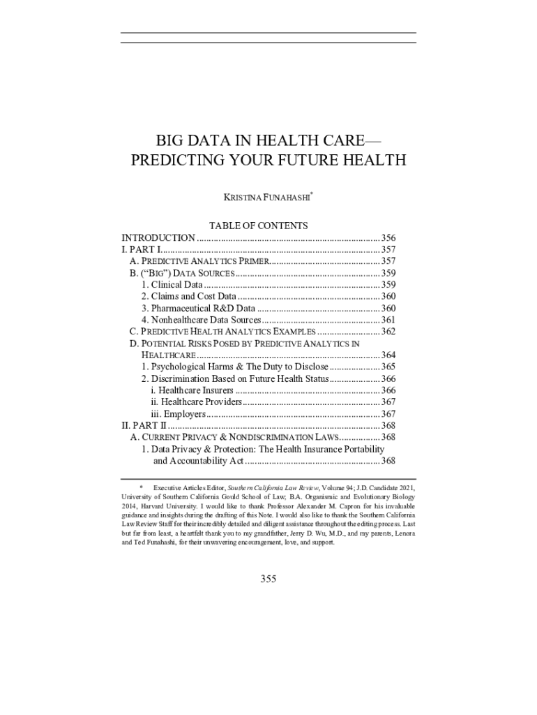 Fillable Online Big Data in Health Care-- Predicting Your Future Health ...