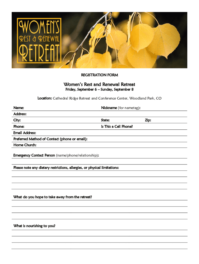 Fillable Online Women's Retreat: The Seasons of our Lives Through the Eyes ... Fax Email Print ...