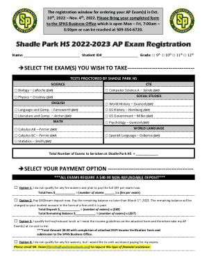 Fillable Online AP EXAM SCHEDULE AND REGISTRATION FORM Fax Email Print - pdfFiller
