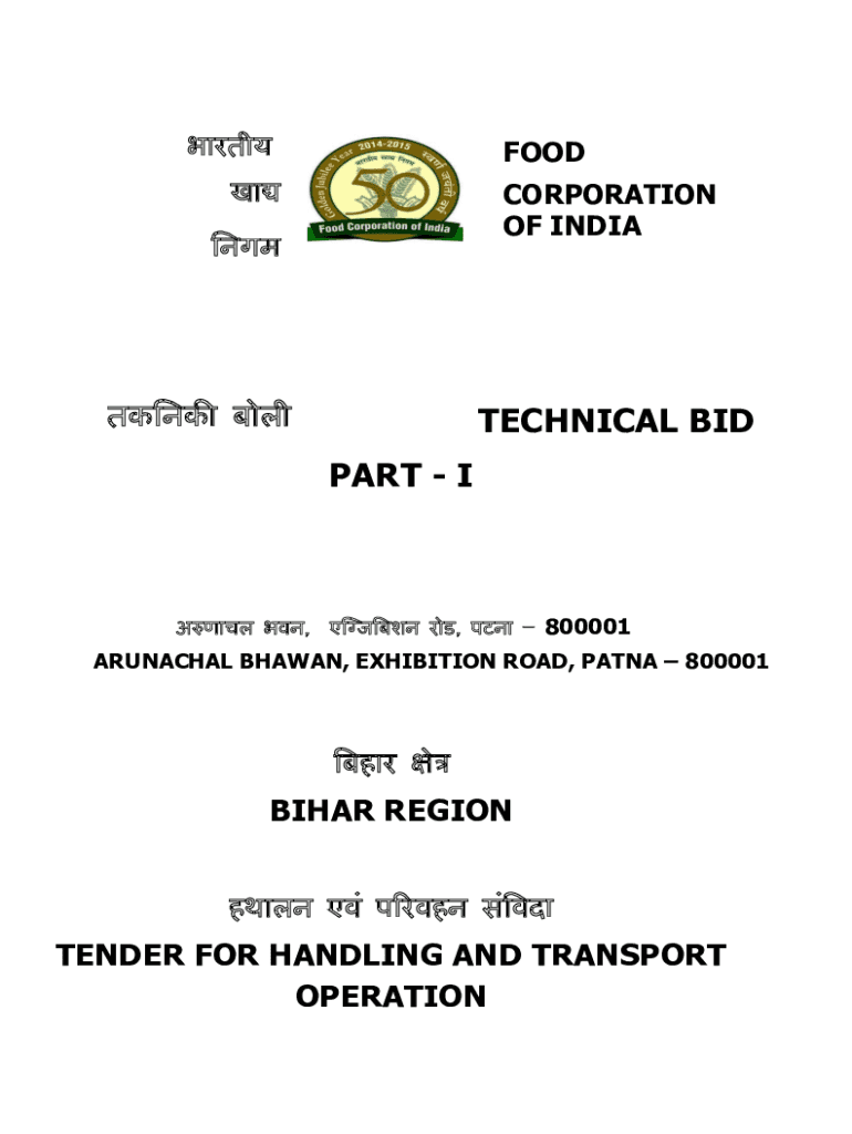 Fillable Online fci gov FOOD CORPORATION OF INDIA REGIONAL OFFICE ...