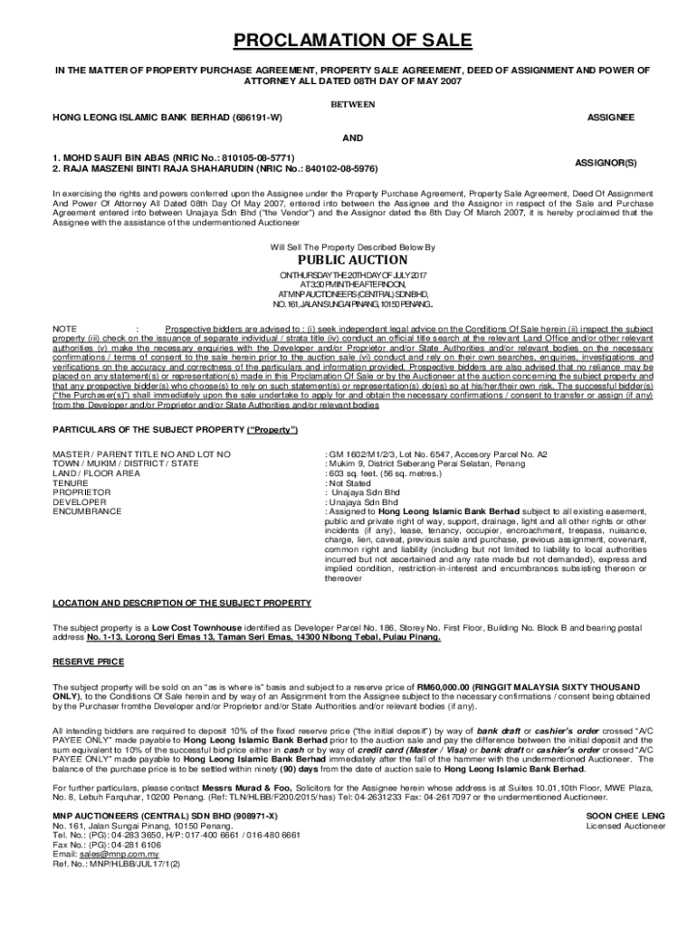 Fillable Online Assignment of Purchase and Sale Agreement Fax Email ...