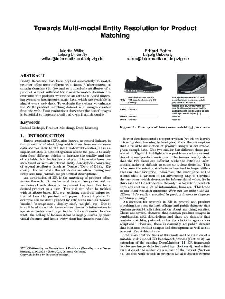 Fillable Online Dbs Uni Leipzig An Entity Matching System Based On Multimodal Data For Two