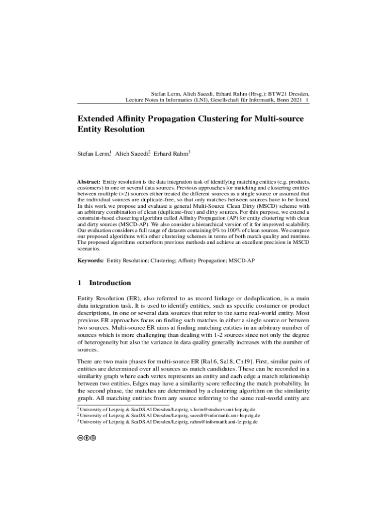 Fillable Online Dbs Uni Leipzig Extended Affinity Propagation