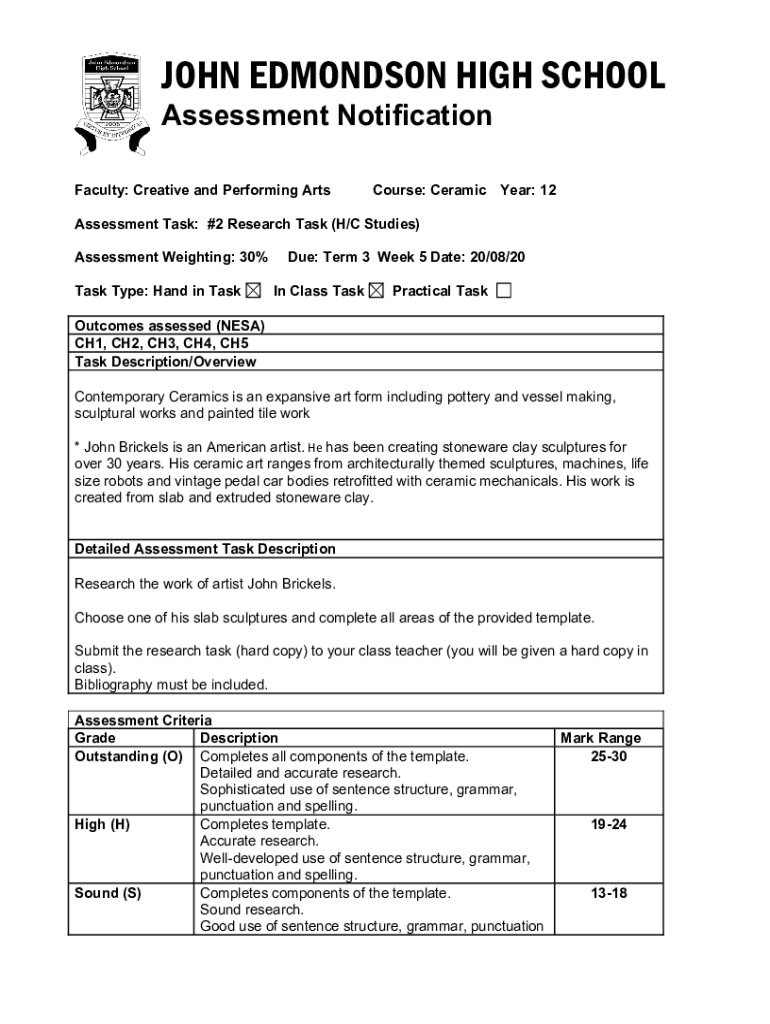 Fillable Online JOHN EDMONDSON HIGH SCHOOL Fax Email Print - pdfFiller