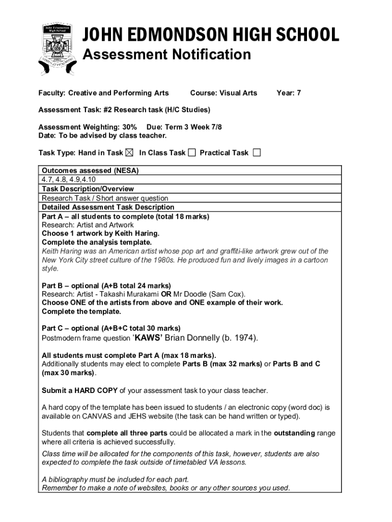 Fillable Online 7VA Task 2 Assessment Notification with Criteria and ...