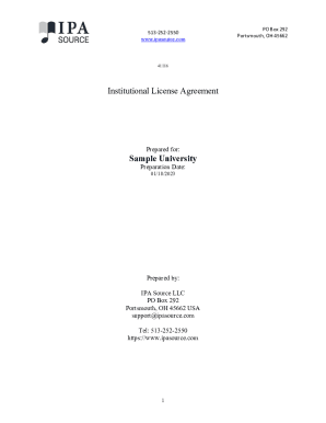 Fillable Online Institutional License Agreement Sample University - IPA ...