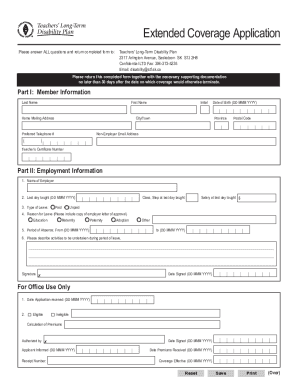 Fillable Online Extended Coverage Application. Extended Coverage ...