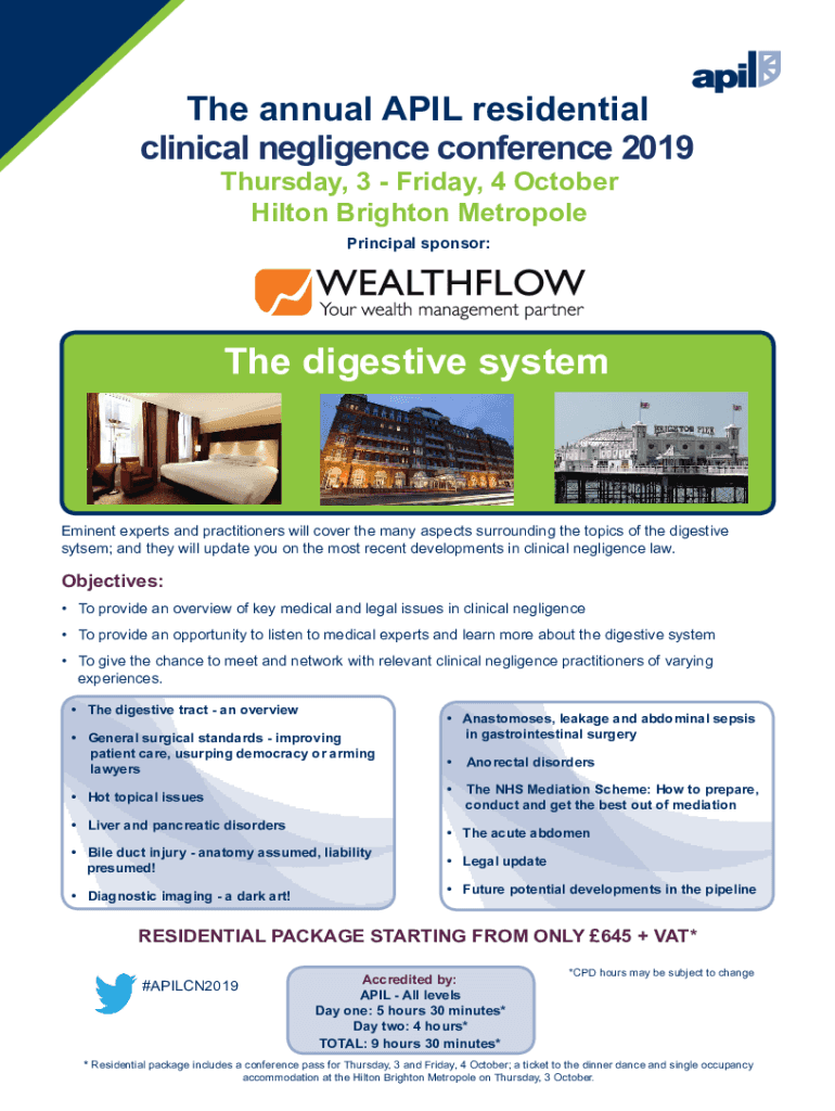 Fillable Online APIL Clinical Negligence Conference - 1 Crown Office ...