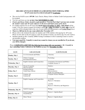 Fillable Online 2023 AP Exam Date Calendar - AP Students - College ...