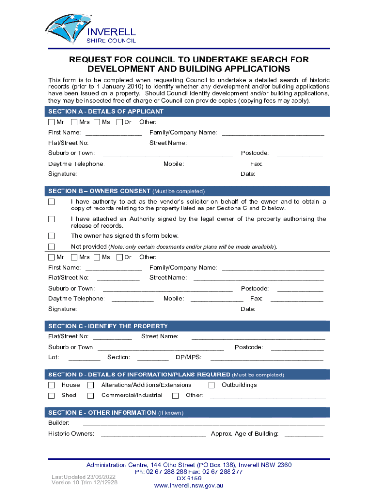 Fillable Online Building and Development Application Forms Fax Email ...