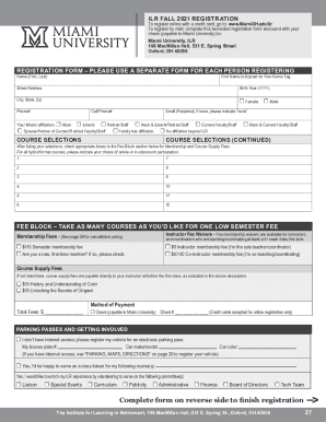 Fillable Online FA21 ILR REGISTRATION FORM Fax Email Print - pdfFiller