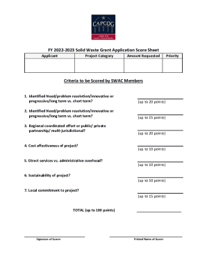 Fillable Online Scoring Criteria Worksheet Fax Email Print - pdfFiller