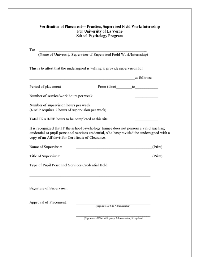Fillable Online School Psychology Sample Letter of Practicum ...