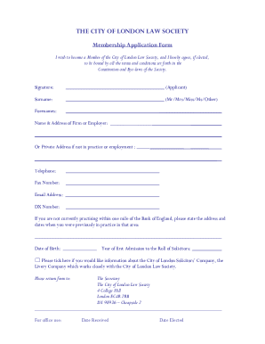 Fillable Online CLLS Form - City of London Law Society Fax Email Print - pdfFiller