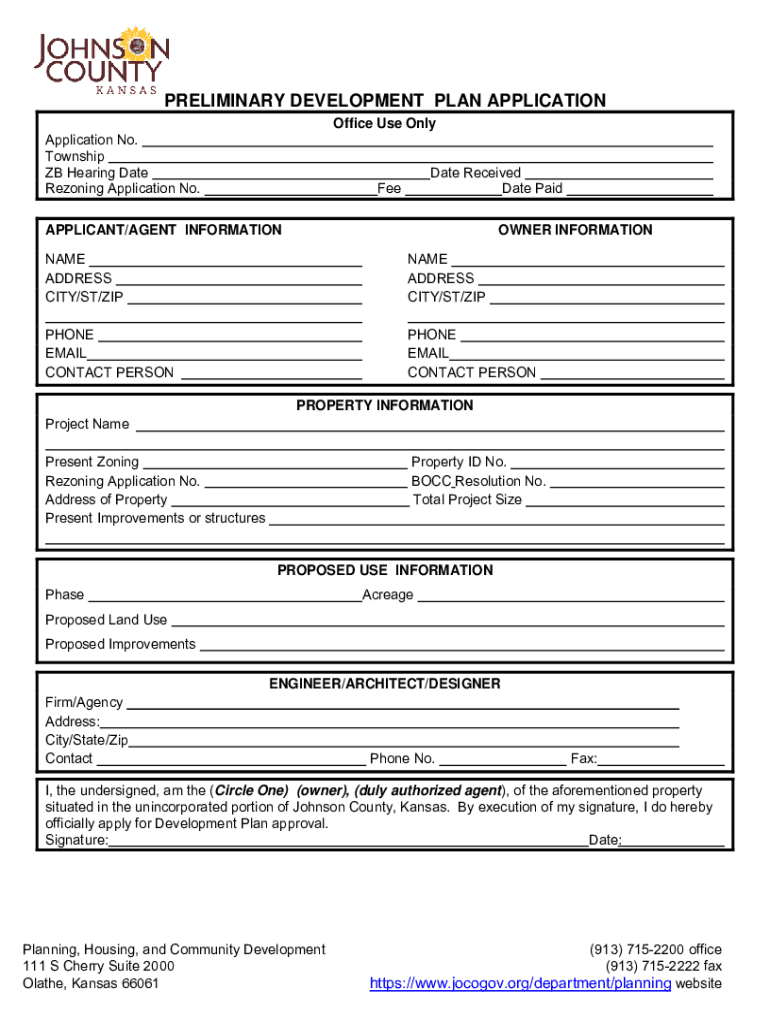 Fillable Online Preliminary and Final Development Plan Application Fax ...